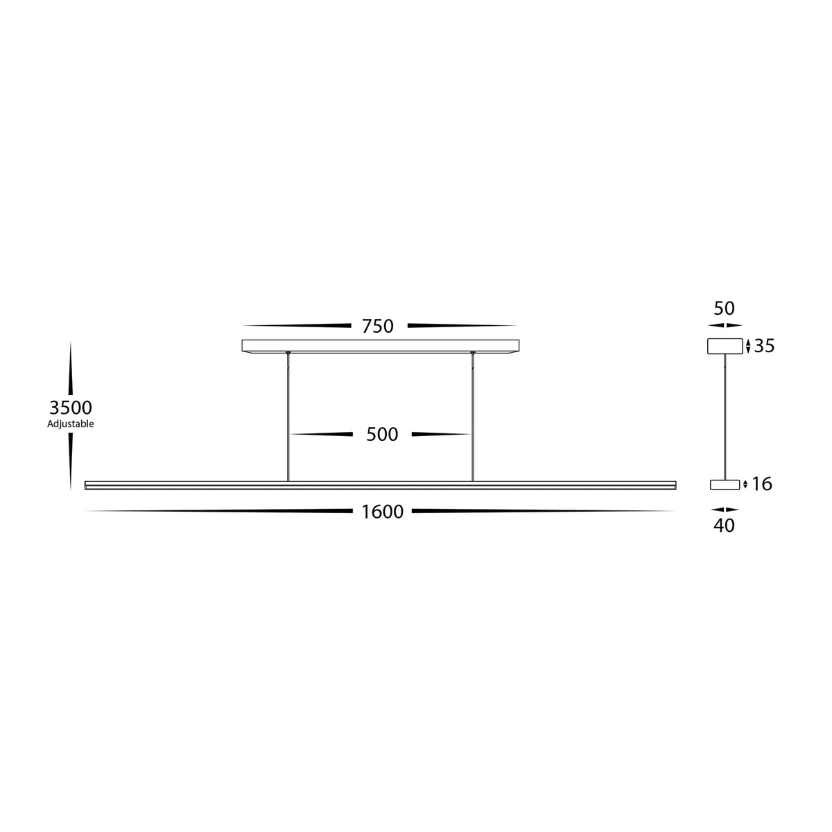 HV6006T-WHT - Proline White 1600mm Slim LED Pendant – Sprinklerpros