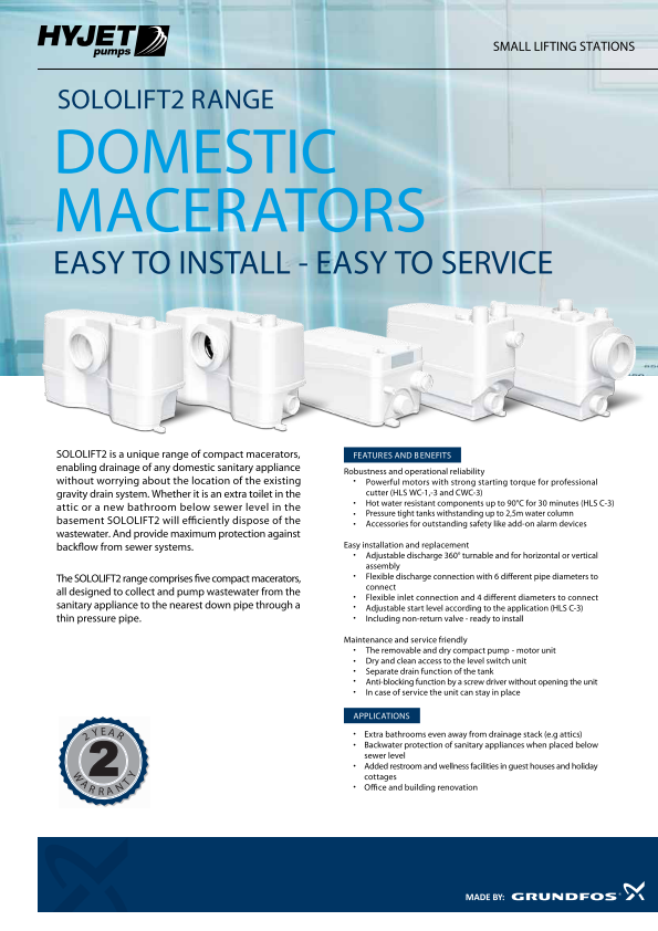 Hyjet Sololift2 Domestic Grey Water Lifting Station 240V Single Phase ...