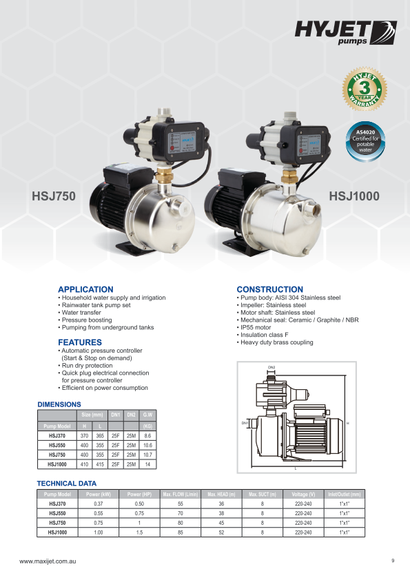 Hyjet Stainless Steel Jet Pump With PC10/PC12 Pressure Controller ...