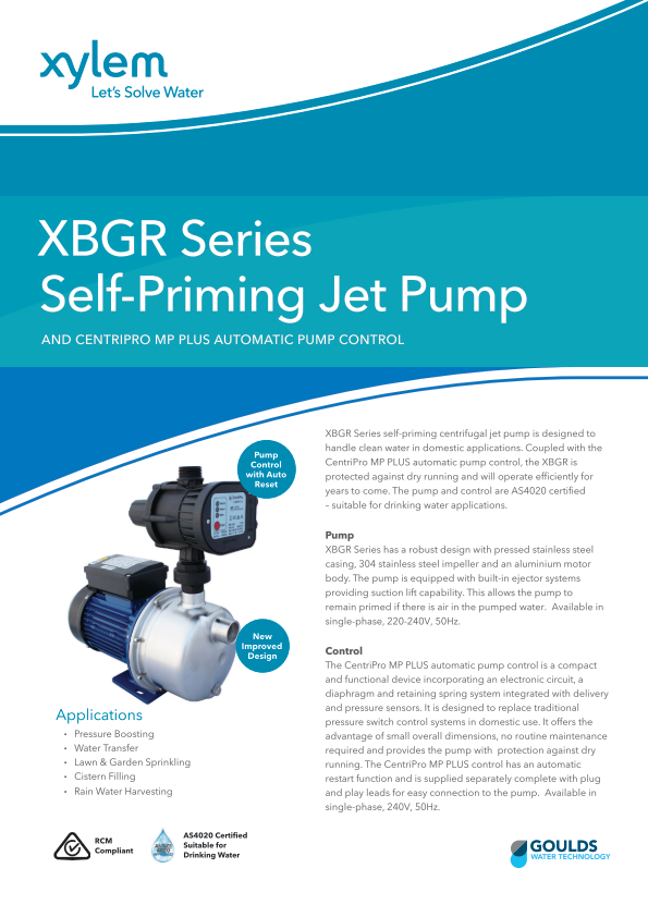 Goulds Self Priming Jet Pump With Centripro MP Plus Pump Controller ...